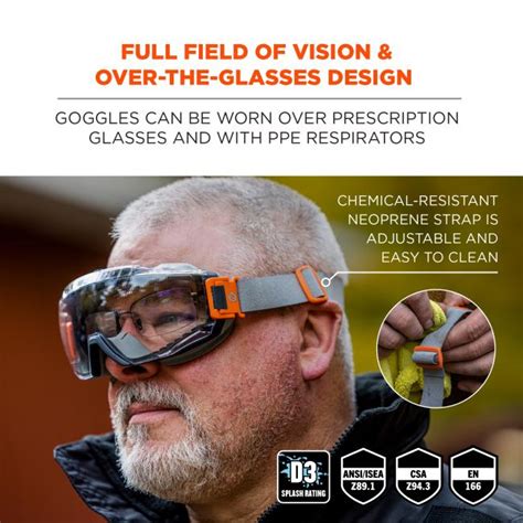 Otg Safety Goggles With Neoprene Strap Ergodyne