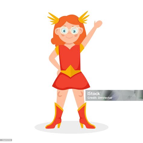 흰색 배경에 고립 된 다채로운 슈퍼 히어로 의상을 입은 소녀 귀여운 원더 걸 귀여운에 대한 스톡 벡터 아트 및 기타 이미지 귀여운 놀기 드레스 Istock