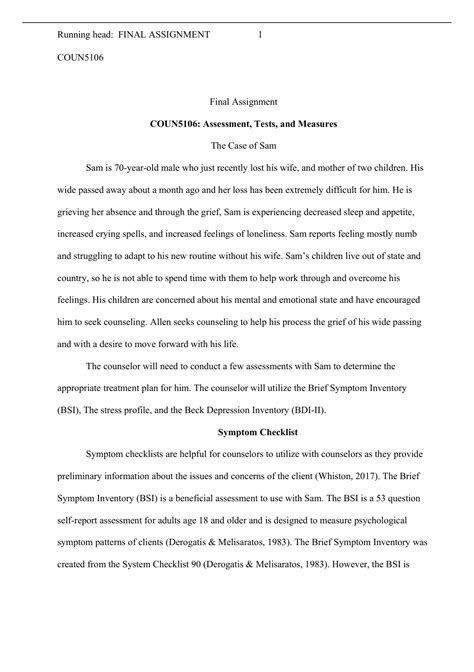 Summary Coun5106 U09a01 Finalassignmentdoc Coun5106 Final Assignment