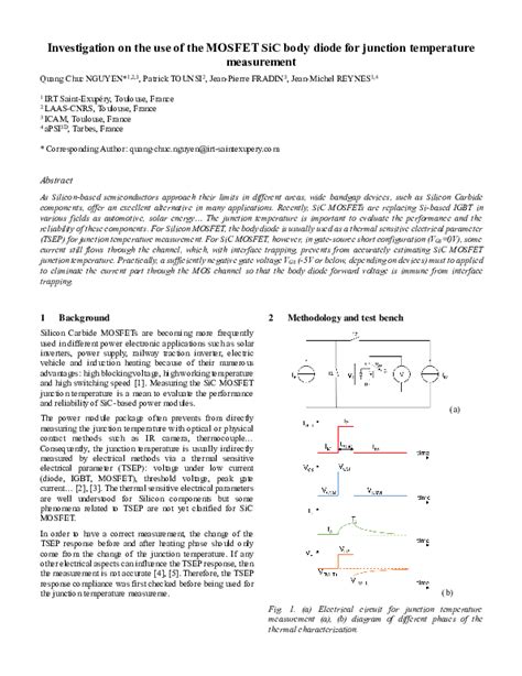 Pdf Investigation On The Use Of The Mosfet Sic Body Diode For Junction Temperature Measurement