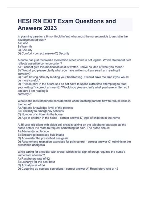 Package Deal For Exit HESI Practice Exam Questions With 100 Correct Answers 2023 Stuvia US