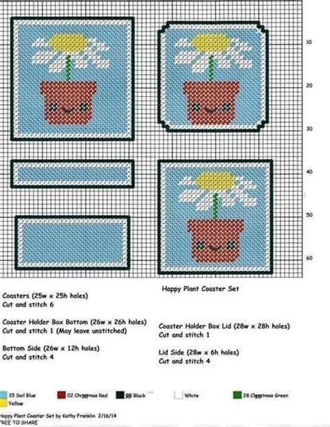 Plastic Canvas Flower Pots Cross Stitch Pattern Plastic Canvas