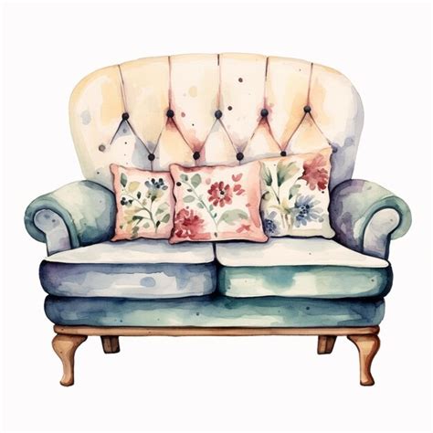 Premium Ai Image There Is A Painting Of A Couch With Pillows On It