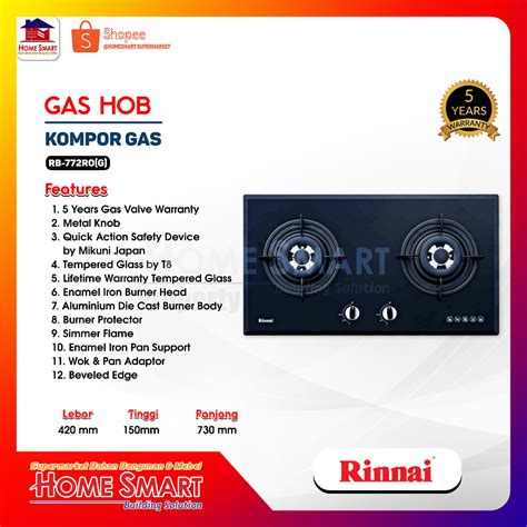Jual Rinnai Kompor Tanam Rb 772ro G Glass Rb 772 Ro 2 Tungku 70cm