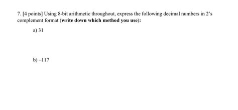 Solved 4 ﻿points ﻿using 8 Bit Arithmetic Throughout