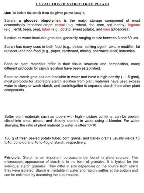 Isolation Of Starch Pdf