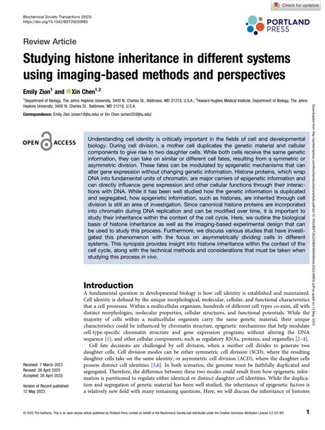 Pdf Studying Histone Inheritance In Different Systems Using Imaging Based Methods And Perspectives