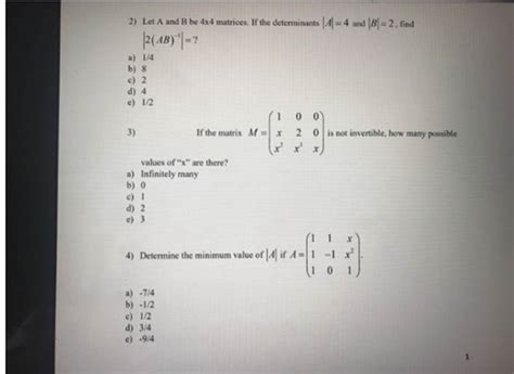solved let a and b be 4x4 matrices if the determinants 4 4 and