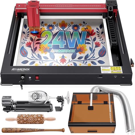 Atomstack A24 Pro 24w La Ser Engraver With B3 Enclosure And R2 V2 La Ser Rotary Roller For Wood