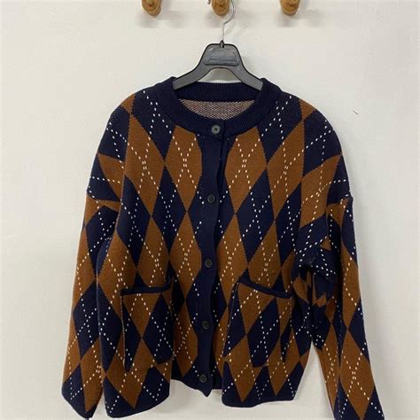 빈티지 여성용 가디건 아가일패턴 패셔니스타 간 헬로마켓