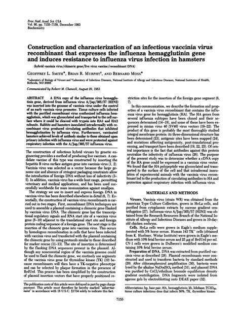 Construction And Characterization Of An Infectious Vaccinia Virus Recombinant That Expresses The