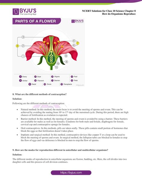 Ncert Solutions Class 10 Science Chapter 8 How Do Organisms Reproduce Free Pdf Download