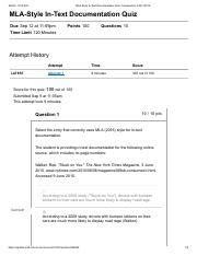 MLA Style In Text Documentation Quiz Composition II D Pdf AM MLA Style In