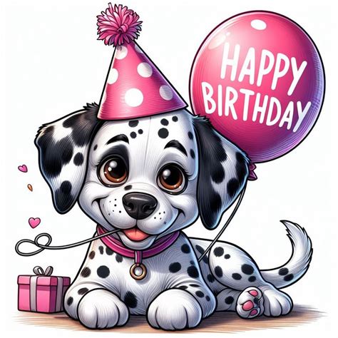 Собака Далматин с шариком в 2024 г С днем рождения Детские картинки День рождения