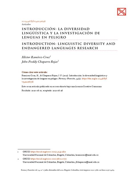 Cruz Y Rojas 2021 Introducción La Diversidad Linguística Y La