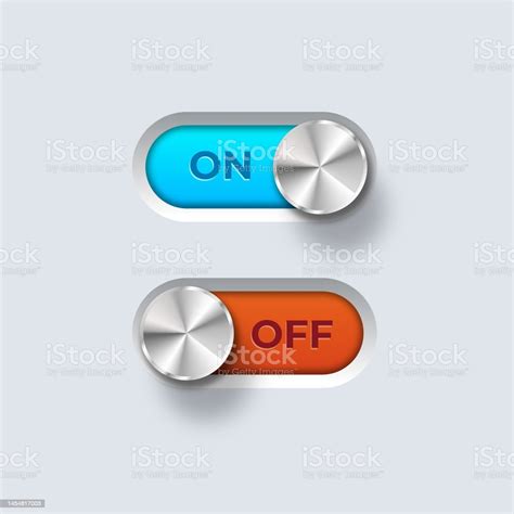 회색 배경의 전원 버튼입니다 노형성 디자인 켜기 및 끄기 토글 스위치 버튼 강철에 대한 스톡 벡터 아트 및 기타 이미지 강철 그래픽 사용자 인터페이스 누름 버튼