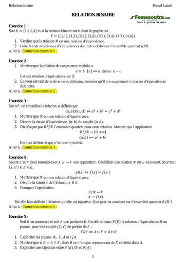 Sujets Corrigés Relation Binaire Maths Sup