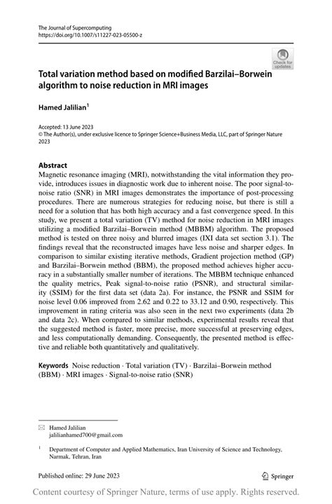 Total Variation Method Based On Modified Barzilaiborwein Algorithm To