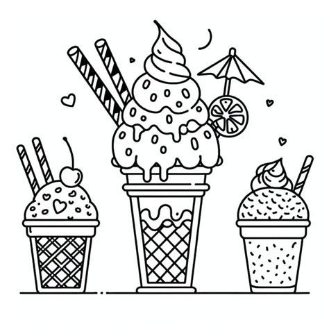 38 아이스크림 색칠공부 고유한 인쇄 가능 Pdf 무료