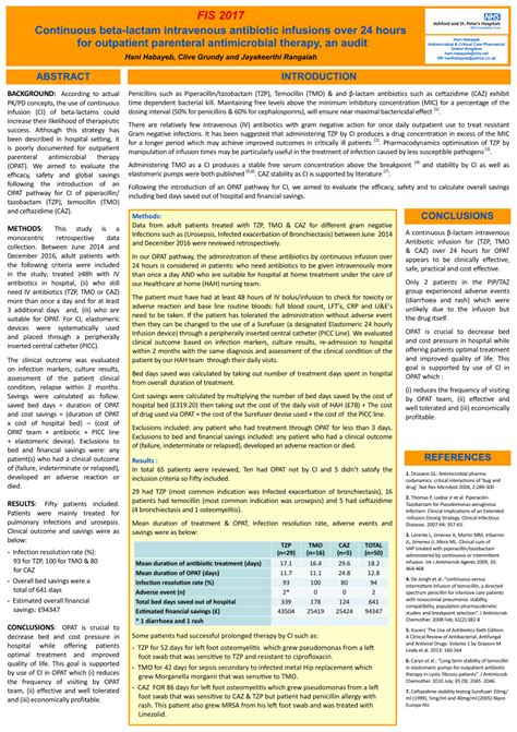 Pdf Continuous Beta Lactam Intravenous Antibiotic Infusions Over 24 Hours For Outpatient