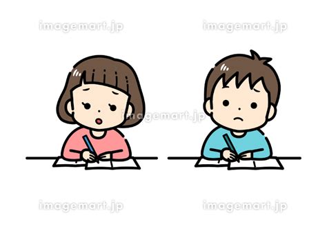 授業中に悩んでいる子供たちのイラスト [218570116] イメージマート