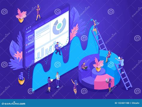 Isometric Design Concept For Landing Page Data Analysis Concept With