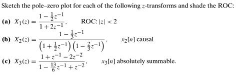 Solved Sketch The Pole Zero Plot For Each Of The Following Chegg