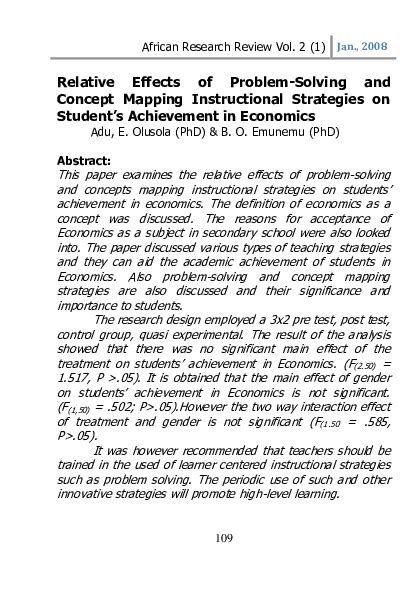 Pdf Relative Effects Of Problem Solving And Concept Mapping Instructional Strategies On