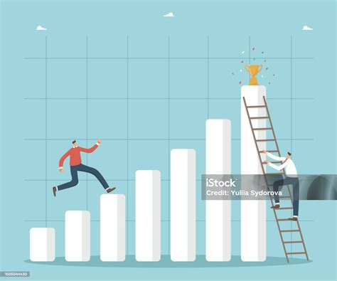 두 남자가 서로 다른 방식으로 그래프의 맨 위에 도달합니다 1위에 대한 스톡 벡터 아트 및 기타 이미지 1위 감독 경영자 Istock