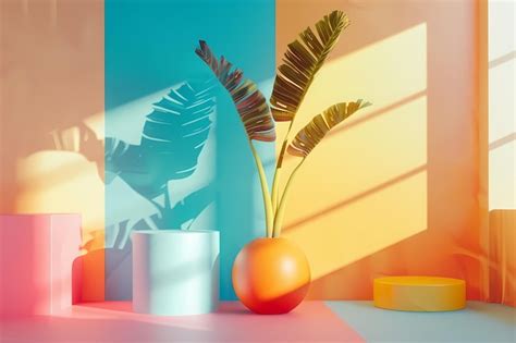 cheerful pastel gradient setting with bold geometric motifs premium