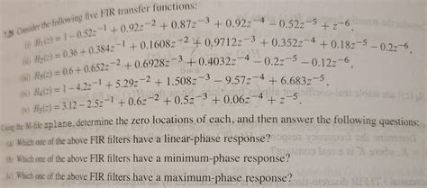 7 28 consider the five fir transfer functions i
