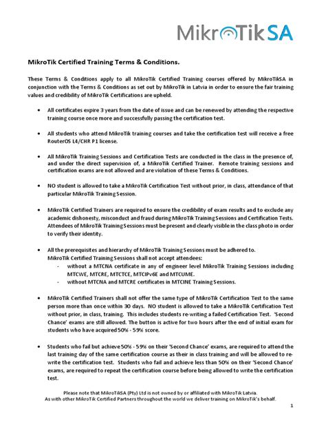 Mikrotik Training Terms And Conditions Pdf Test Assessment Certification Mikrotik Training Terms And Conditions Pdf Test Assessment Certification
