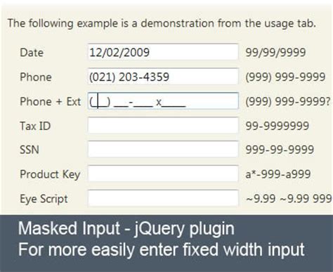 Masked Input Jquery Plugin Jquery Plugins