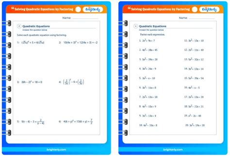 Free Solving Quadratic Equations By Factoring Worksheets [pdfs]