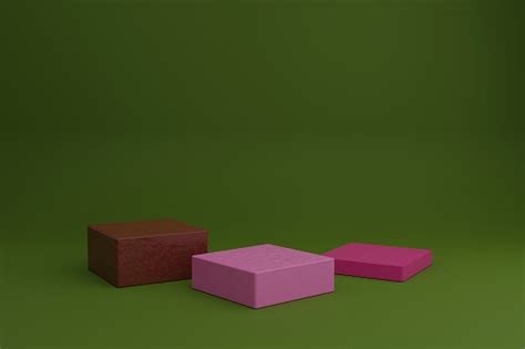 간단한 기하학적 3d 요소로 빈 쇼케이스 모형 화장품 프리젠 테이션을위한 빈 연단 차분한 파스텔 색상의 기하학적 모양이 있는 3d 모델링 장면 0명에 대한 스톡 사진 및