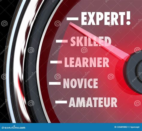 Expert Speedometer Measuring Skill Level From Novice To Skilled Stock