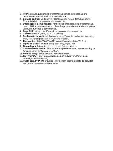 Php é Uma Linguagem De Programação Server Pdf