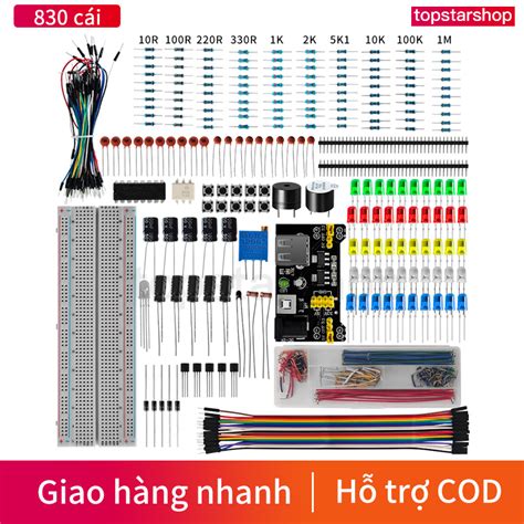 830 Bộ Dụng Cụ Khởi Động Cơ Bản Cho Arduino Uno R3 Gồm Bảng Mạch Dây Jumper Đèn Led Diode Mô
