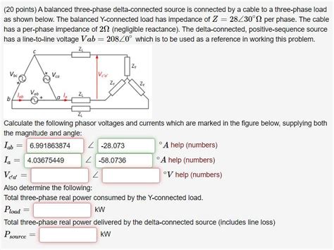 Solved 20 Points A Balanced Three Phase Delta Connected