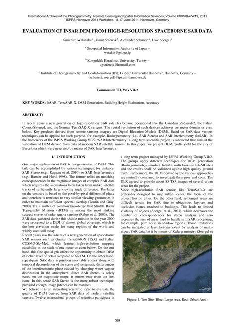 Pdf Evaluation Of Insar Dem From High Resolution Spaceborne Sar Data