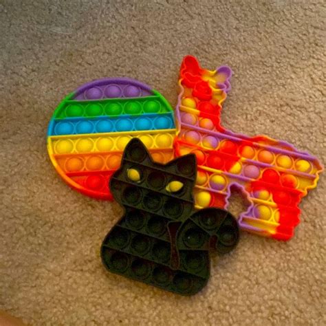 Toys Rainbow Circle Pop It Llama Tiedye Pop It Black Cat With Yellow