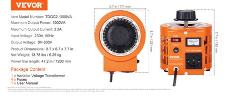 Vevor 1000va Variable Voltage Transformer 3 3a 0 300v Ac Voltage Regulator Ce Vevor Eu