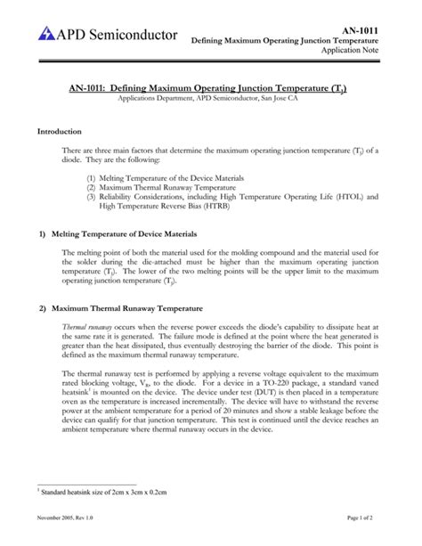 Defining Maximum Operating Junction Temperature