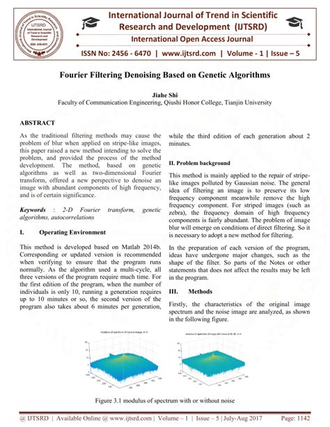 Fourier Filtering Denoising Based On Genetic Algorithms