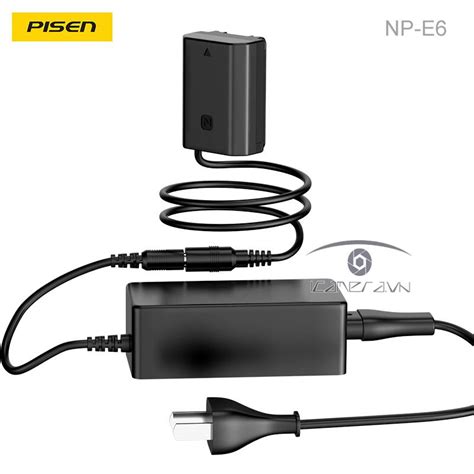 Bộ Trợ Nguồn Pin ảo Canon Lp E6 Pin Analog Pisen Lp E6