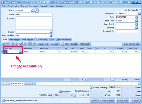 Troubleshooting Save Invoice Error Invalid Account No Autocount Resource Center