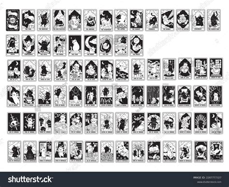 Set Cat Tarot Cards Collection Esoteric Stock Vector Royalty Free