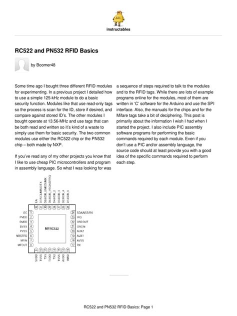 Rc522 And Pn532 Rfid Basics Pdf Radio Frequency Identification