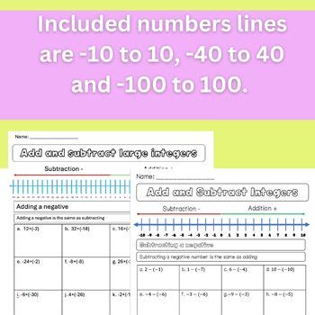 Add And Subtract Positive And Negative Integers Numbers BUNDLE TPT