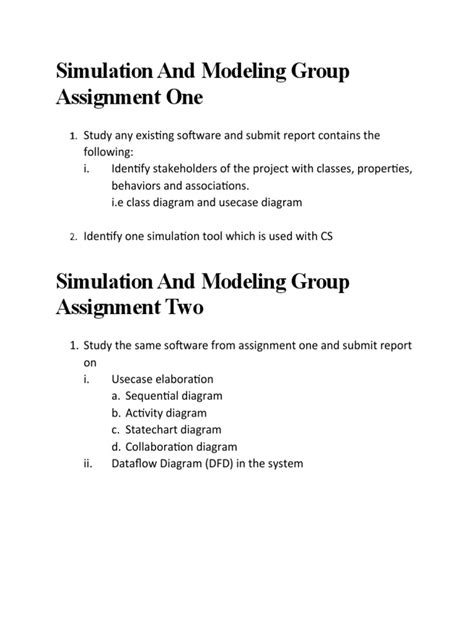 Simulation And Modeling Group Assignments Pdf